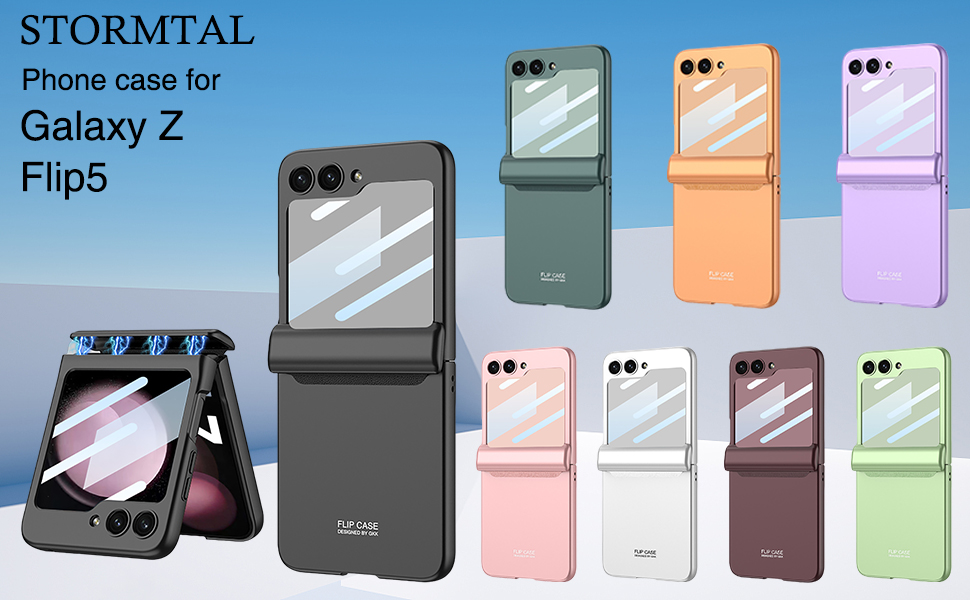 Amazon.com: STORMTAL for Samsung Galaxy Z Flip 5 Case, Hinge Protection, Built-in Screen ...