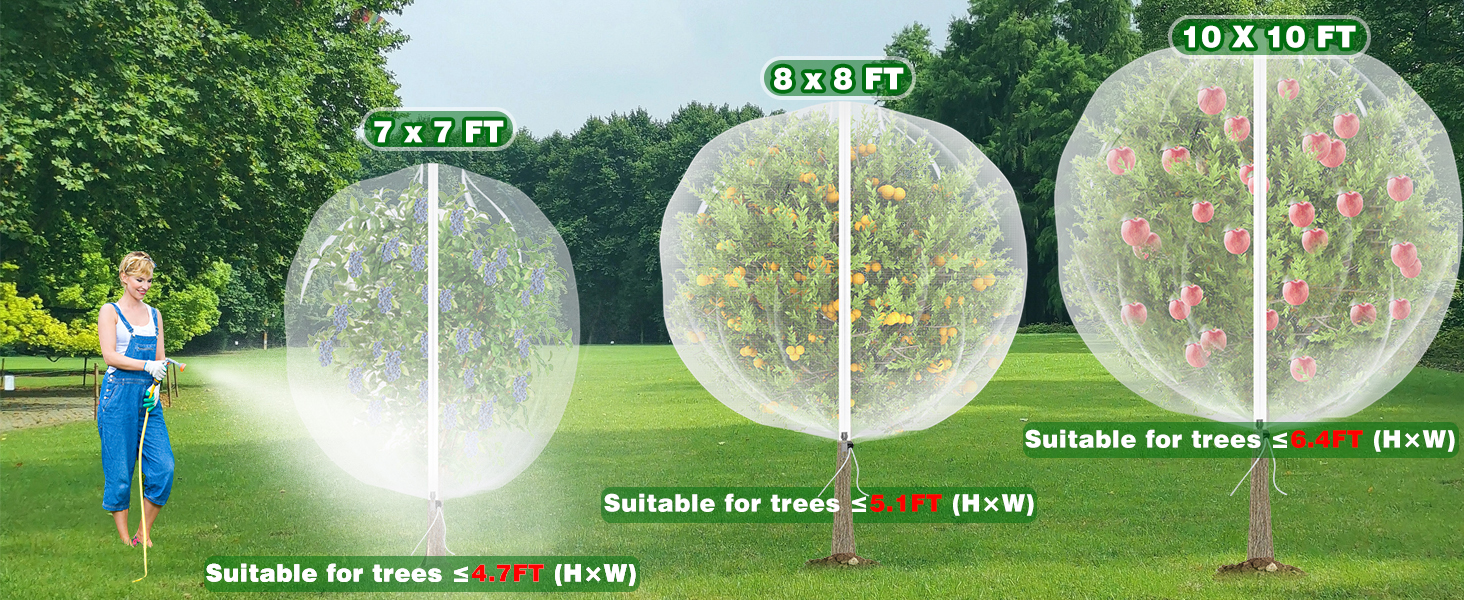 Amazon.com : Large Fruit Trees Netting Zipper - 2Pcs 10X10 FT with Drawstring Bird-Proof,Durable ...