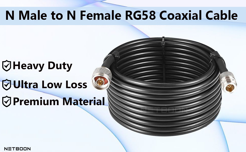 NETBOON Low Loss RG 58 Jumper Cable with N Male to N Female Connector for Marine Antenna | SWR ...