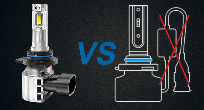 Sinoparcel HIR2 9012 LED Headlight Bulb with Cooling Fan, 20000LM 6500K Cool White High and Low ...