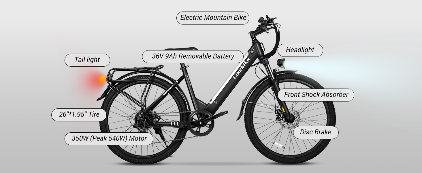 Amazon.com : Likebike Seeker S 26" Electric Bike for Adults, UL 2849 Certified, Step-Thru ...