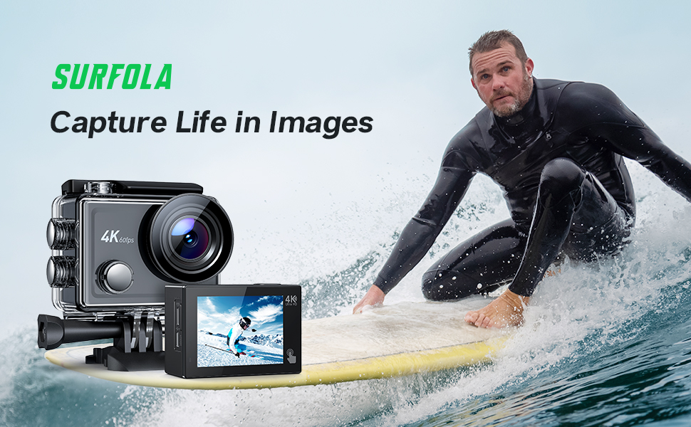 Action Camera - 4K/60FPS Touch Screen WiFi 20MP EIS Stabilization Underwater Waterproof Camera ...