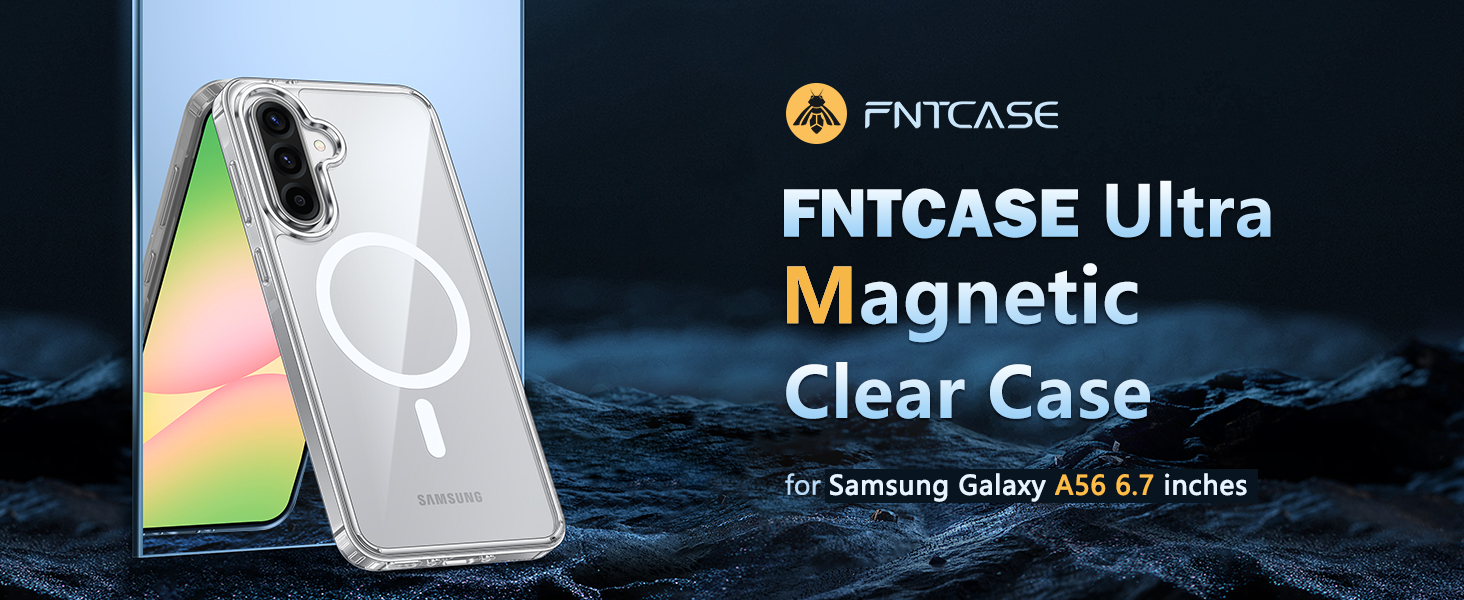 FNTCASE for Samsung Galaxy A56-5G Case: Clear Magnetic Military Grade Drop Protection Anti ...