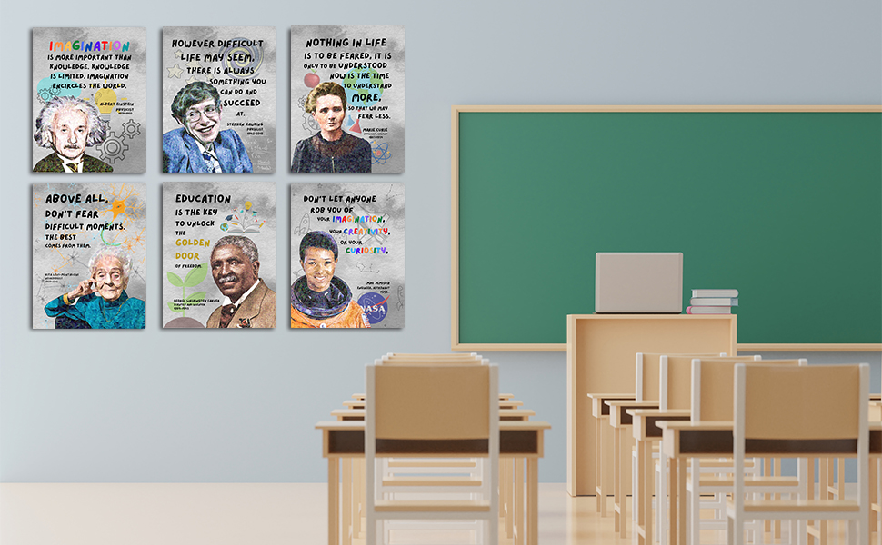 Amazon.com: Famous Scientists Motivational Quotes Posters for Classroom ...