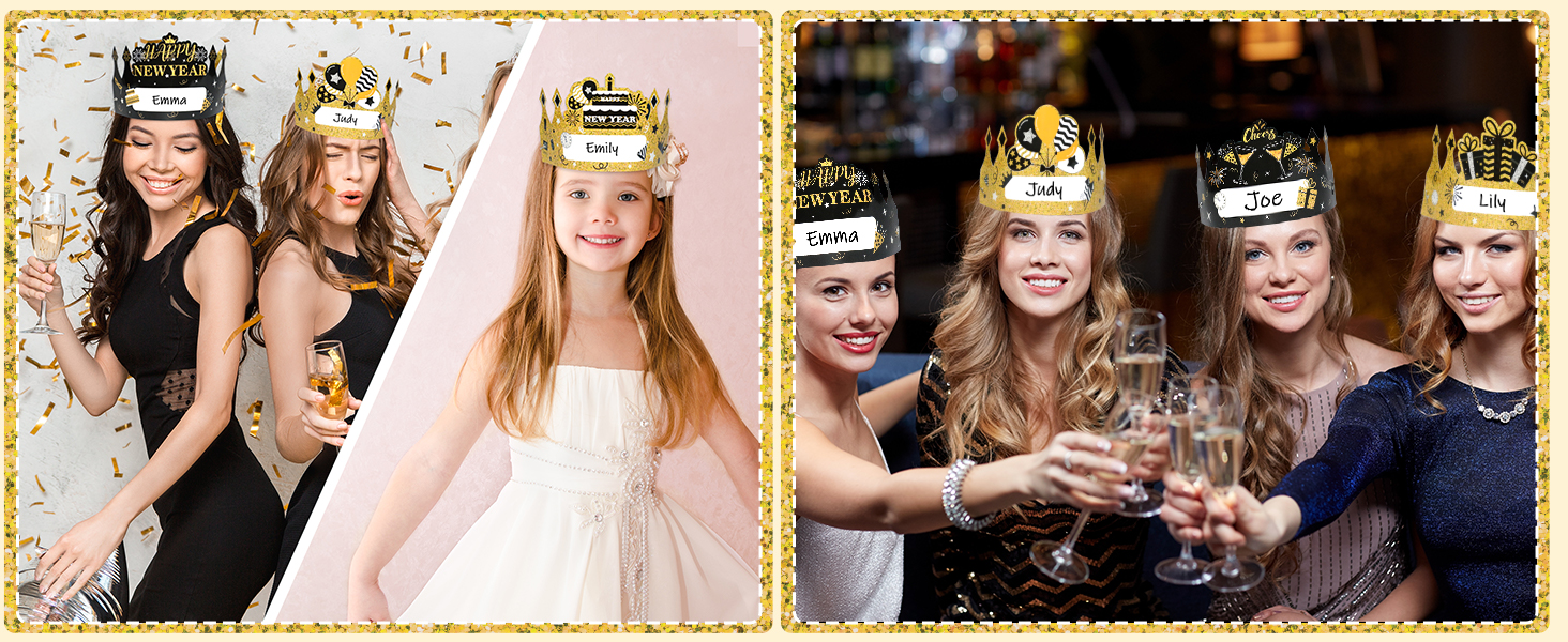 Amazon.com: 24Pcs Happy New Year Party Hats Crown 2025 for Adults Kids ...