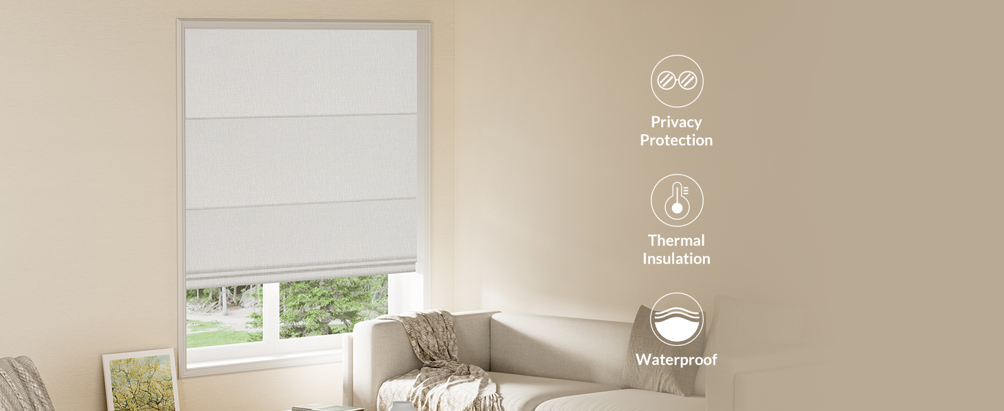 Amazon.com: Boolegon No Drill Cordless Roman Shades for Windows, No ...