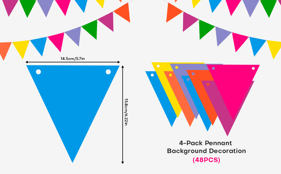 Amazon.com: 4 Pack Triangle Flag 20 Feet Colorful Pennant Banner ...