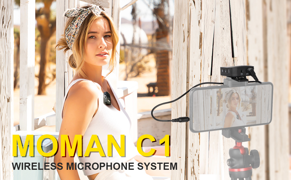 Moman C1 2.4GHz Micrófono Solapa Inálambrico Profesional para DSLR Cámara, Móvil, Videocámara ...