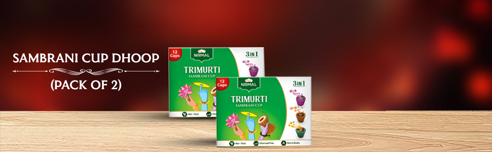 Shubhkart Nirmal Trimurti Sambrani Cup Dhoop 12 Cups|Non Toxic,Charcoal Free,Easy to Burn|3 in 1 ...