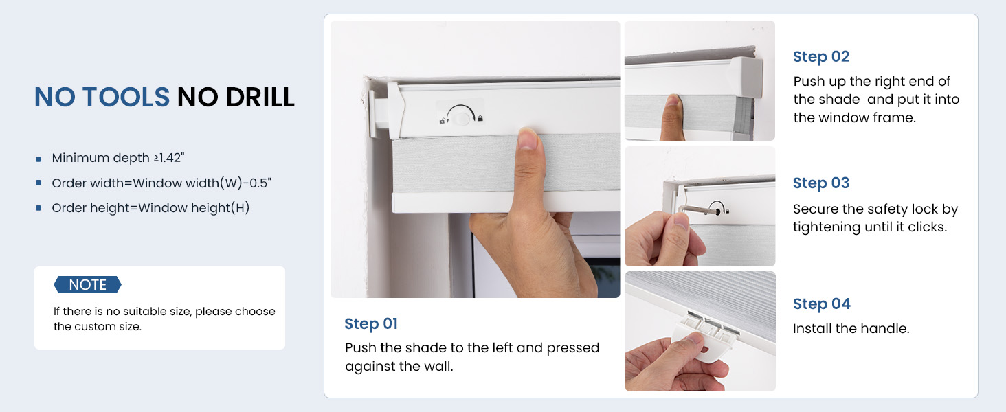 Amazon.com: Grandekor No Tools No Drill Cordless Cellular Shades,17" W x 64" H,Blackout ...