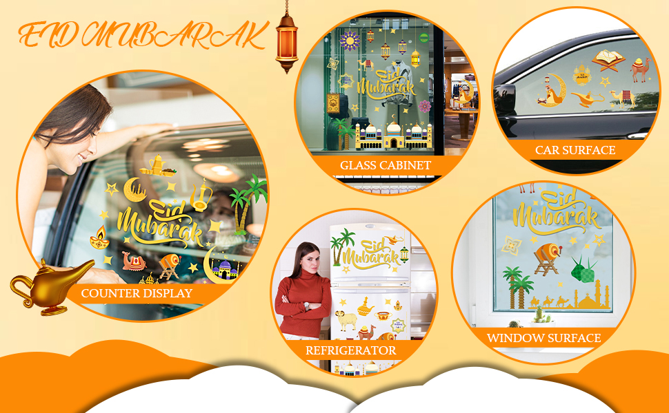Amazon.de: Fensterbilder Ramadan,9 Stück Eid Mubarak Fensterbilder Eid Mubarak Selbstklebend ...
