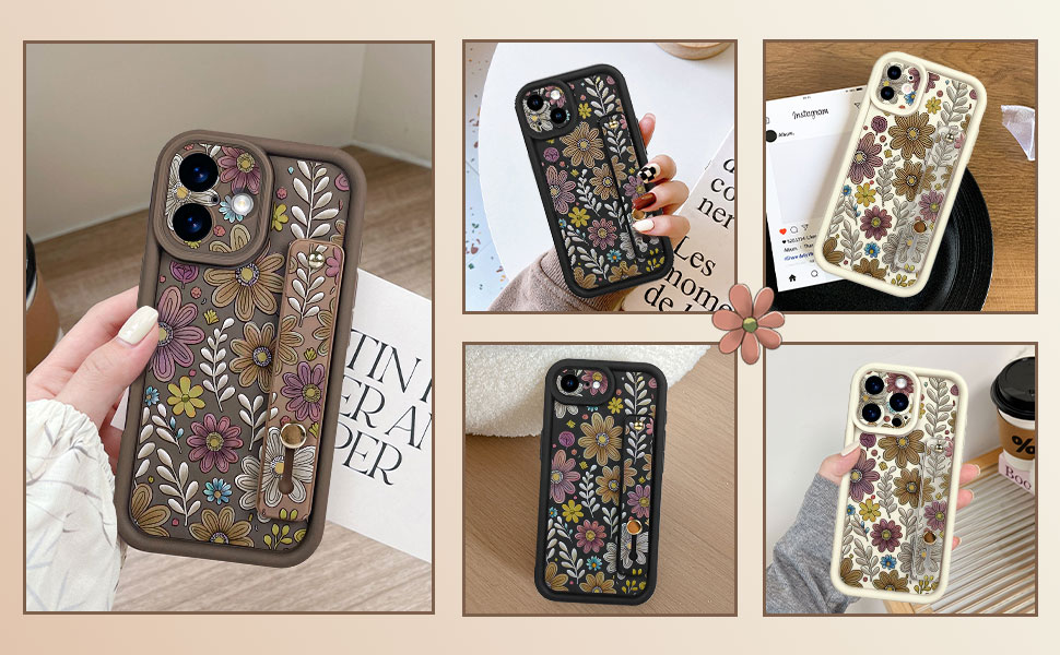 Amazon.com: Lovmooful Compatible for iPhone 15 Case Cute Aesthetic Color Flower Floral Leaf with ...