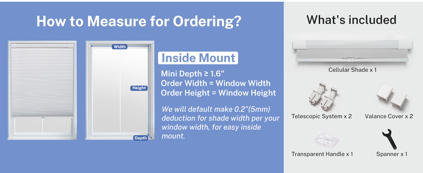 UrMoon No Tools No Drill Cellular Shades, Cordless Blind Blackout ...