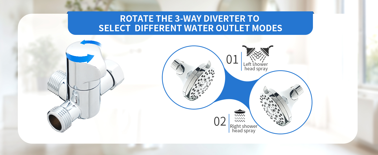 OURBAOFU Tandem Shower Heads, Double Shower Head for Couples, Dual Shower Head System for Two ...