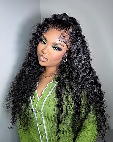 Amazon.com : Lemo Beauty Water Wave Wig 13x6 Human Hair Full Lace Frontal HD Lace Deep Wave Wigs ...