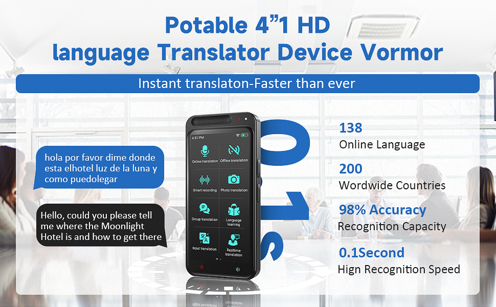 Language Translator Device, Two Way Real-Time Voice Translation in138 ...