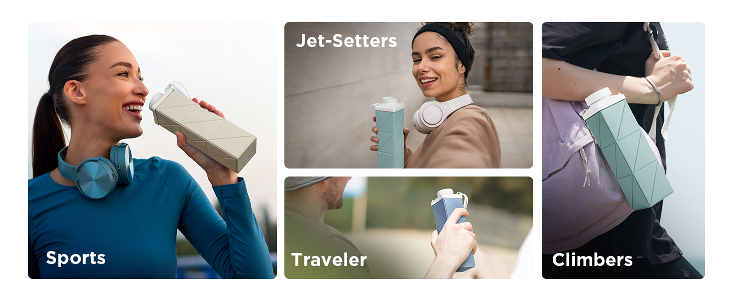 Amazon.com: Mefold POMKAKA Collapsible Water Bottles 24.3oz(720ml), 2nd Generation Leakproof BPA ...