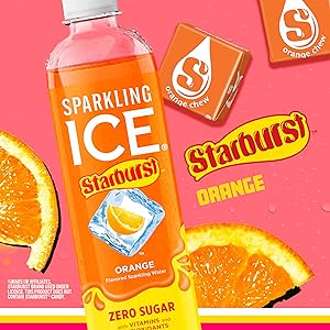 Amazon.com: Sparkling Ice STARBURST Orange, Zero Sugar Flavored Sparkling Water, with Vitamins ...
