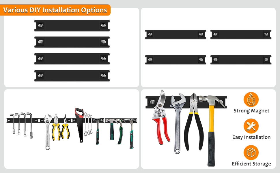 Amazon.com: 8' Heavy Duty Magnetic Tool Strip, 4 Pack Rubber Protected, Storage Organizer for ...