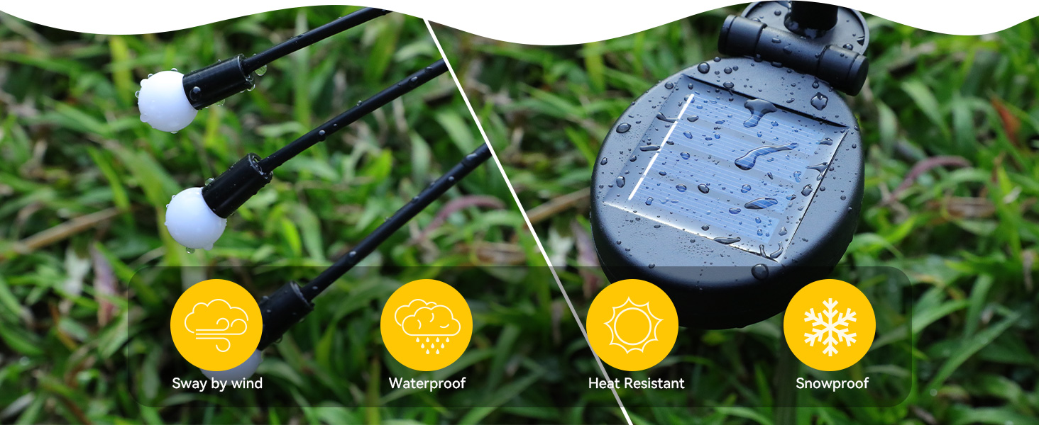 8Pack 64LED Solar Swaying Lights Outdoor Solar Powered Firefly Lights Garden Decor Waterproof ...