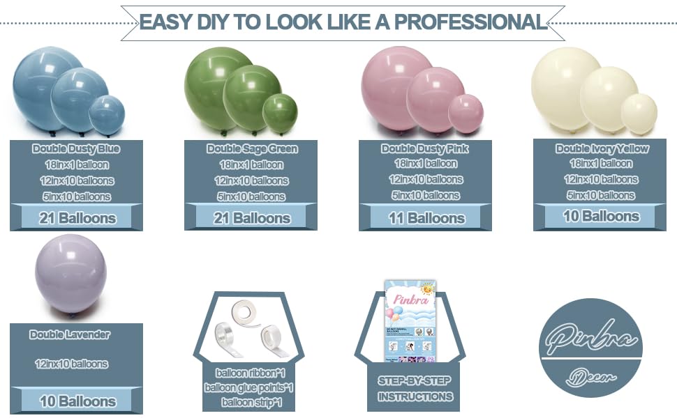 Amazon.com: Blue Green Pink Balloon Garland - Double Stuffed Dusty Blue Sage Green Balloon Light ...