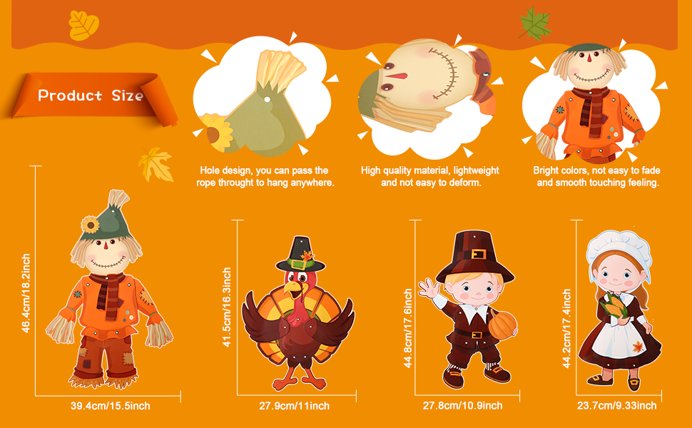 Amazon.com: Quzzil 4 Pcs Thanksgiving Fall Harvest Decorations 18 in ...