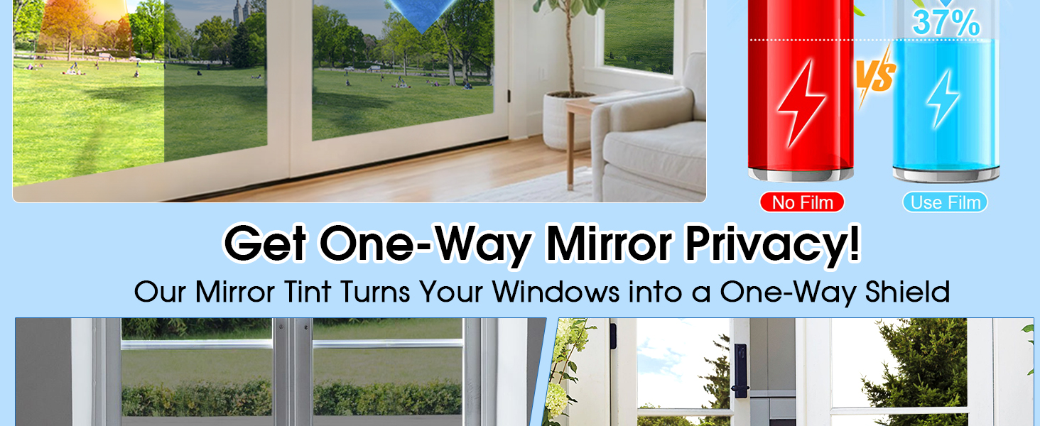 Amazon.com: Windimiley One Way Privacy Window Film, Reflective Window Tint for Home, Heat ...