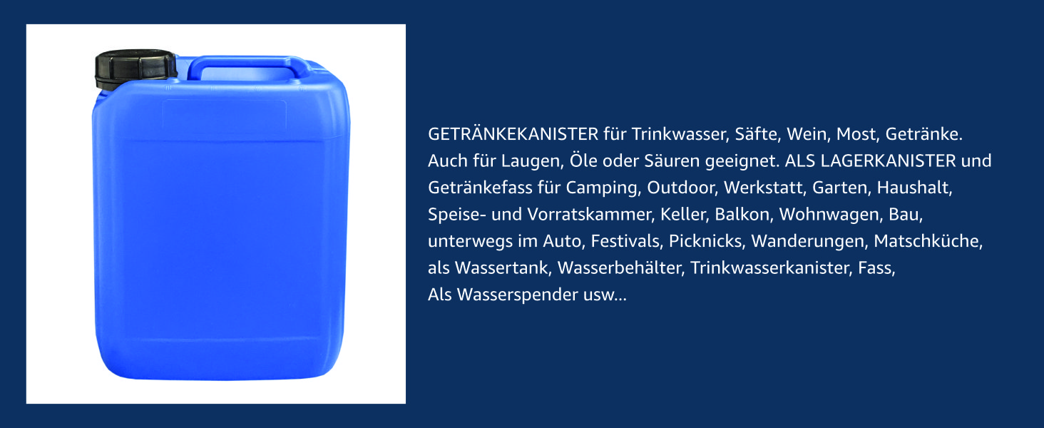 plasteo® 10x 5 Liter Kanister Neu mit Sicherheitsverschluss (DIN 51) | Lebensmittelecht ...