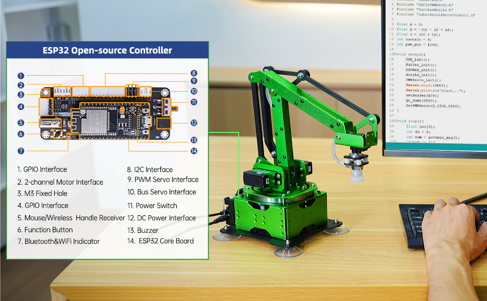 Amazon.com: LewanSoul Robotic Arm Kit, MaxArm for ESP32 Open Source Smart Robot Arm with Bus ...