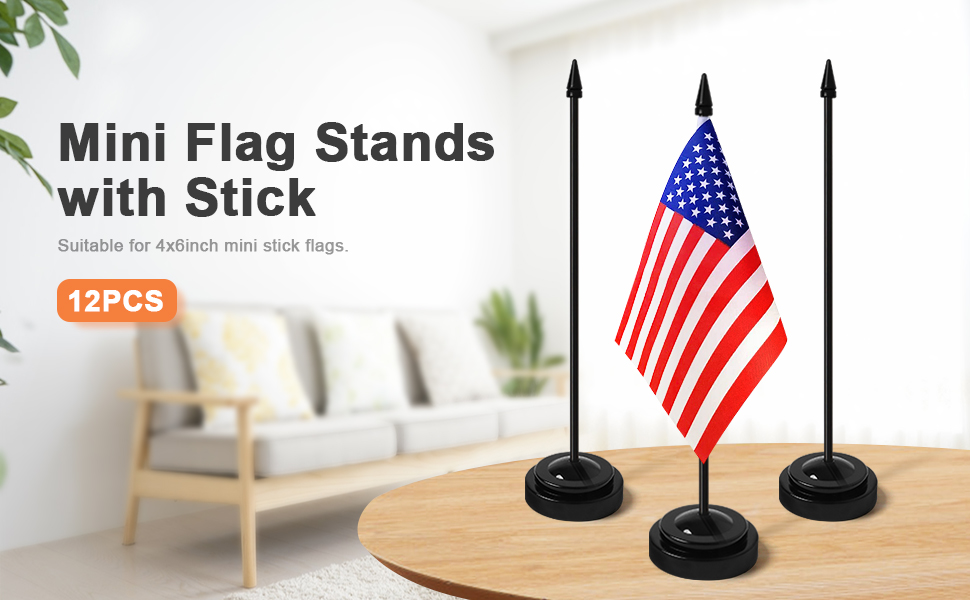 Amazon.com: wexpw 12 Pack Mini Flag Stands Table Flag Holders 63x22mm Black Desk Flag Holders ...