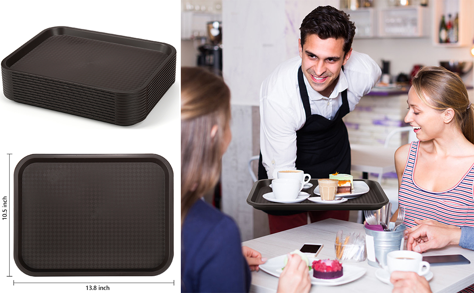 Yarlung 12 Pack Plastic Fast Food Trays, 35x26.6 cm Rectangular ...