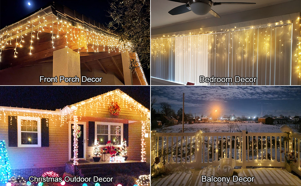Homeleo Solar Icicle Lights for Christmas Outdoor Decorations, Warm ...