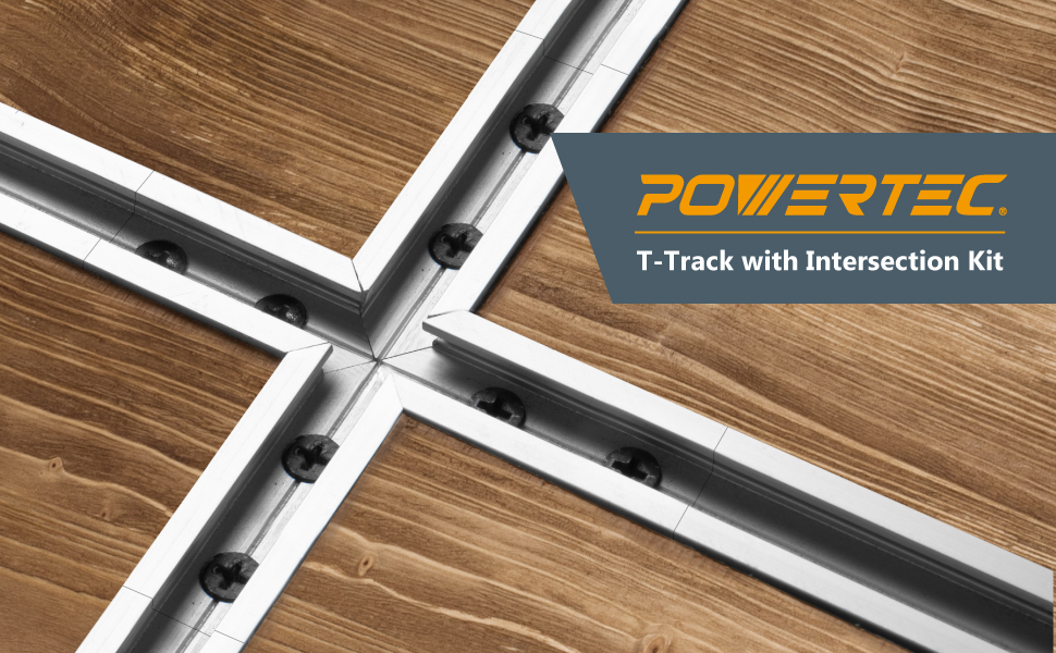 POWERTEC 71810 Heavy Duty 48" Aluminum T-Track with Intersection Kit | Specialized T Slot Track ...