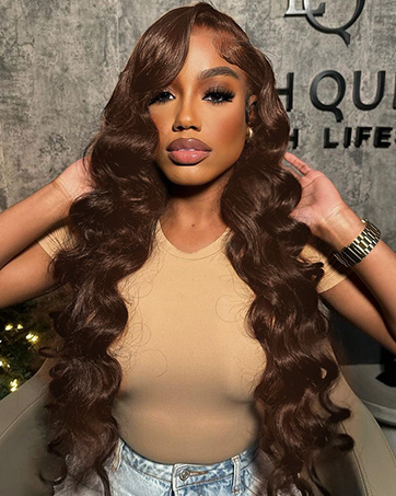 Amazon.com : Tiwugi Chocolate Brown Lace Front Wig Human Hair 30 Inch 13x6 Hd Lace Front Wigs ...