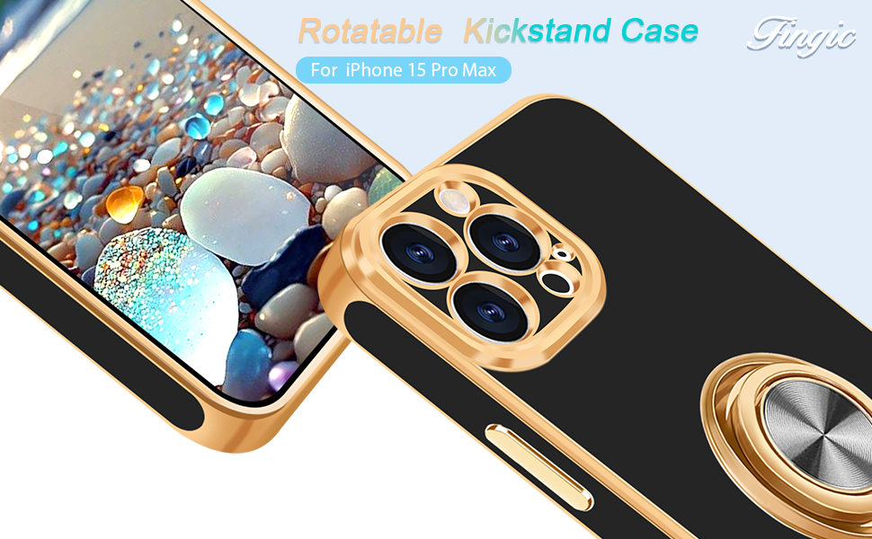 Amazon.com: Fingic for iPhone 15 Pro Max Case[with 360°Ring Holder Stand][Support Magnetic Car ...