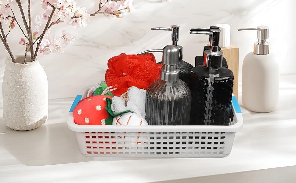 Amazon.com - Plastic Storage Baskets with Handles - 8 Pack Pantry ...