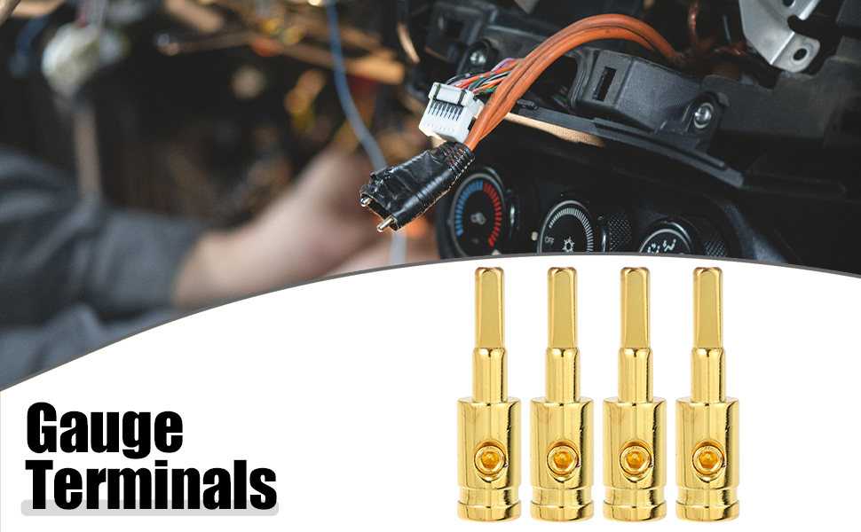 X Autohaux 4pcs Amp Input Reducer Copper 8 Gauge Car Stereo Audio Awg Pin Power