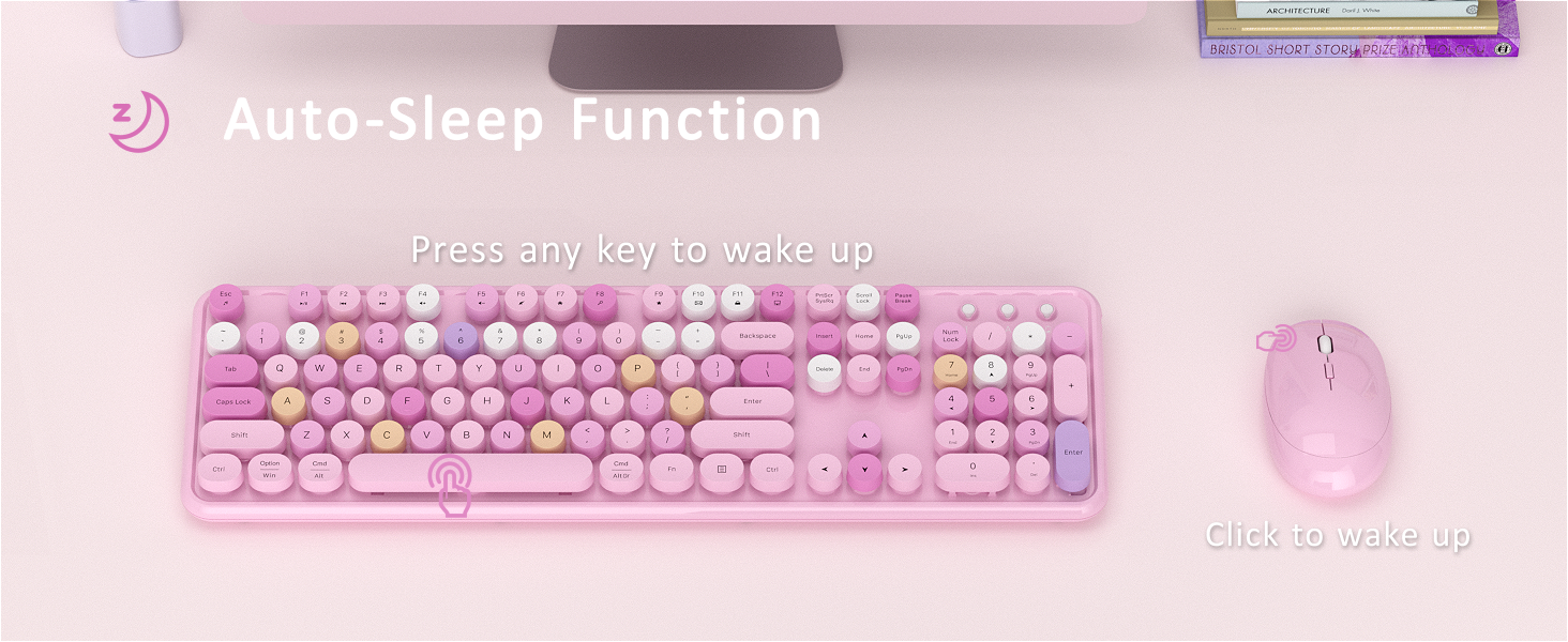 Colorful Wireless Keyboard And Mouse Combo Coveva 2 4ghz Wireless Retro Cute Round