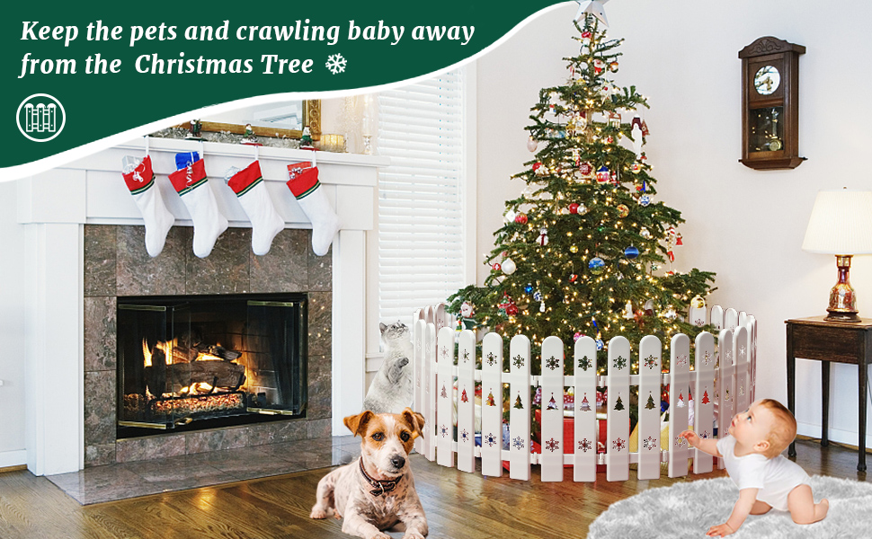 Amazon.com : Christmas Tree Fence, 24 pcs Christmas Tree Gate Picket Fence Xmas Decorations ...