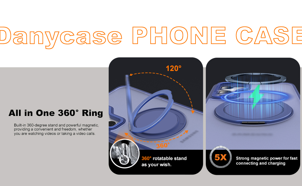 Amazon.com: Danycase for Samsung Galaxy S24 Plus Case with 360° Rotatable Magnetic Ring Stand ...