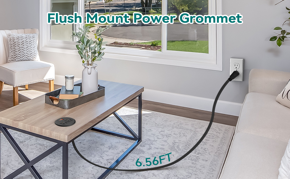 Amazon.com: Desktop Power Grommet with PD 20W USB C, Recessed Power Strip with 2 (TR) AC Outlets ...