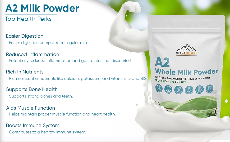 Amazon.com : MOUNTAIN ESSENTIALS A2 Whole Milk Powdered Milk 8.8 Oz – Full Cream, Freeze Dried ...
