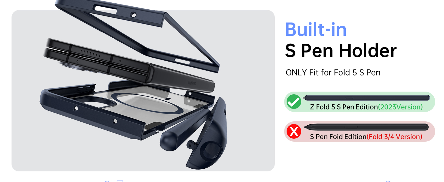 Amazon.com: MOBOSI Magnetic for Samsung Galaxy Z Fold 5 Case, Compatible with MagSafe, Built-in ...