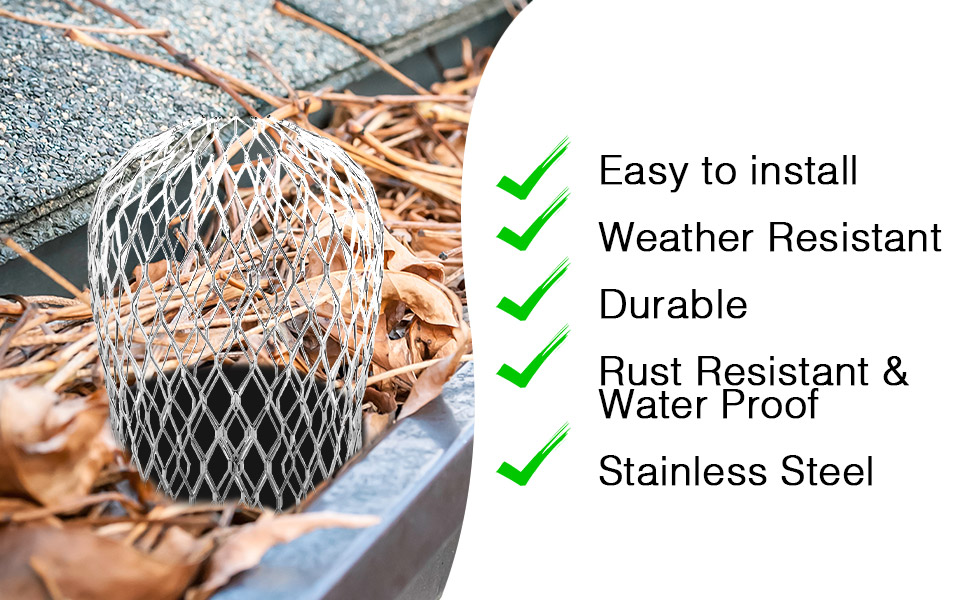 8 Pcs Gutter Guard Downspout Adjustable Aluminium Filter Strainer ...