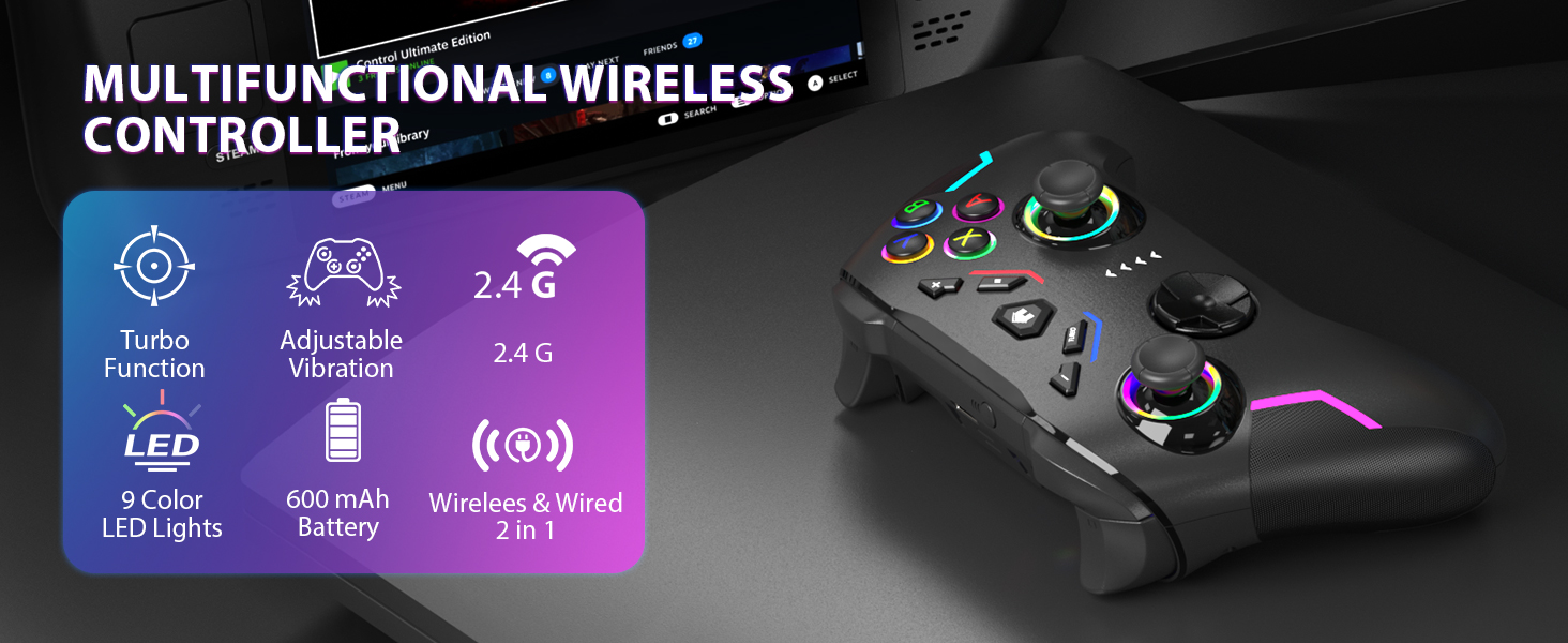 YCCTEAM Wireless PC Gaming Controller for Windows (7/8/10/11 ...