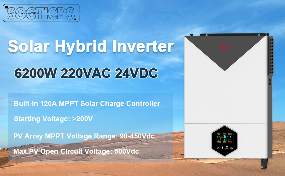 Amazon.com: SOGTICPS 6.2KW On/Off-Grid Solar Hybrid Inverter 48VDC Pure Sine Wave AC220V Output ...