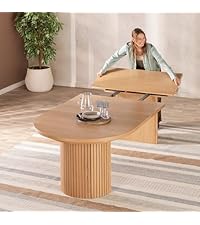 Amazon.com - Transformer Round Extendable Dining Table – Solid Wood Expandable Round Kitchen ...