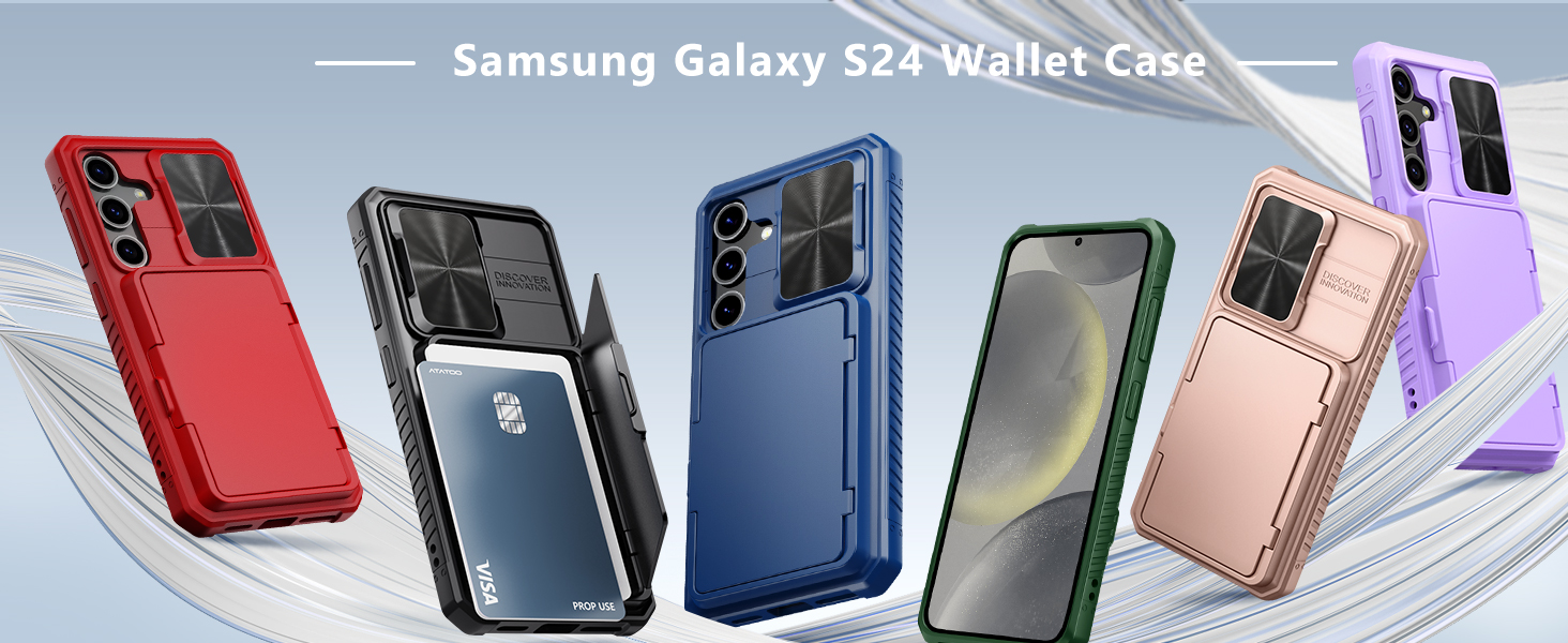 Amazon.com: ATATOO for Samsung Galaxy S24 Case Wallet, Built-in Card Holder(Store 4-5 Cards ...