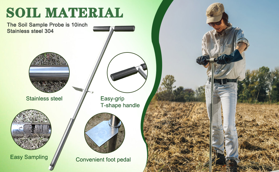 Amazon.com: TUSAUW 36" Soil Sample Probe Stainless Steel T-Style Handle ...