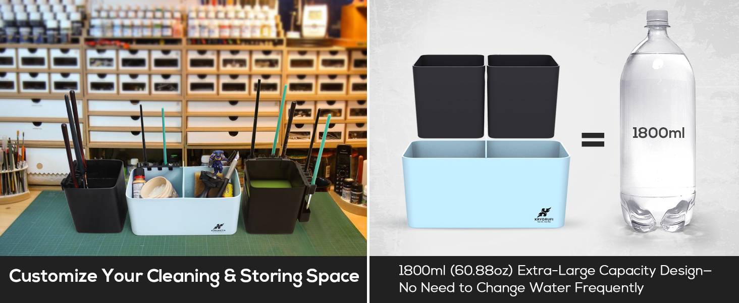 KRYDRUFI Portable All-in-One Modular Painting Station with Paint Brush Cleaner and Holders,Wet ...